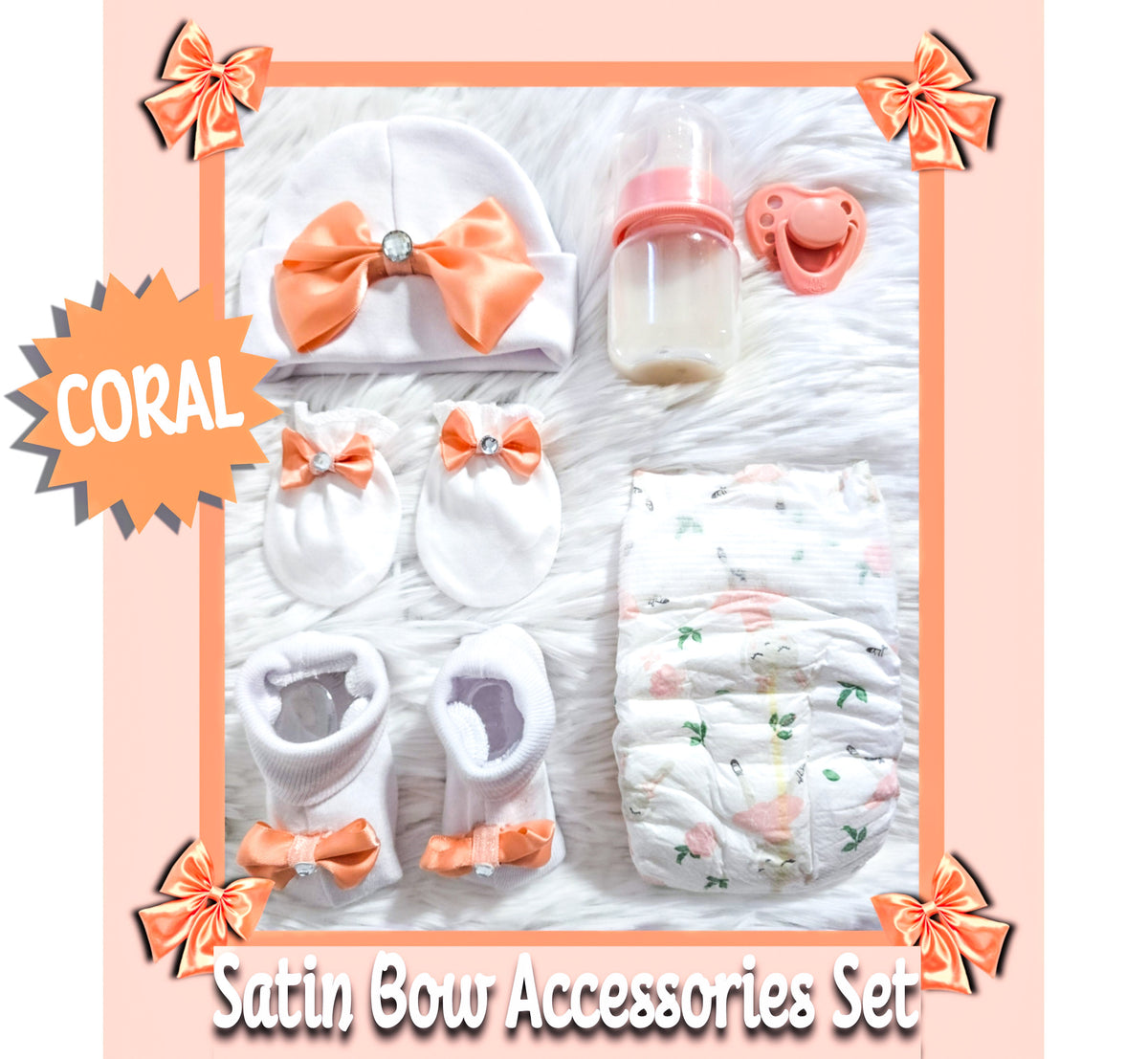 Reborn Baby Girl Satin Bow Welcome Home Accessories Set - Many Colors ...