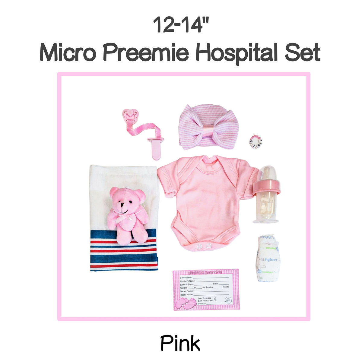 Pink 12-14" Micro Preemie Hospital Set For Reborn Or Silicone Baby Dol ...